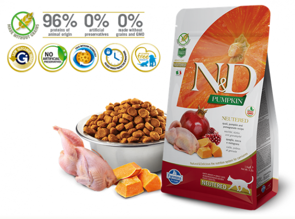 N&D Suva hrana Cat Pumpkin Neutered Quail&Pomegranate 300g