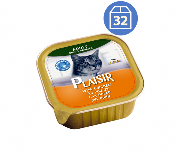 Plaisir pašteta Vlažna hrana za mačke piletina 100g x 32kom pakovanje
