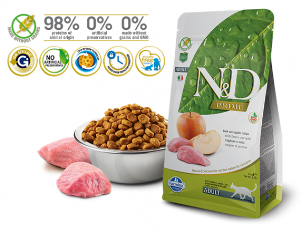 N&D Suva hrana Prime Cat Boar&Apple 1,5kg