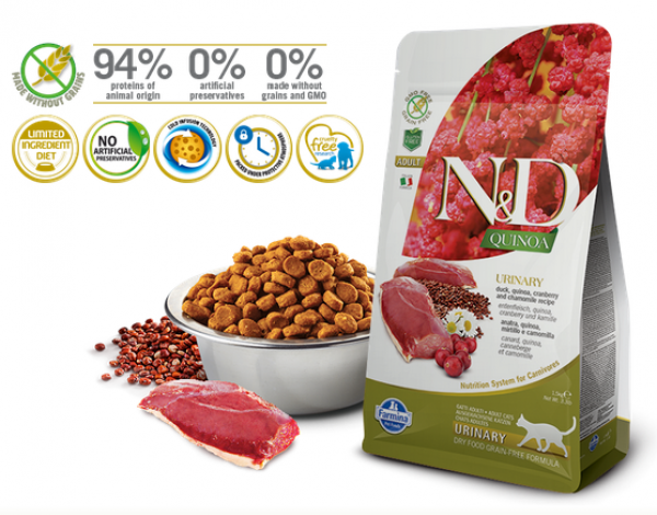 N&D Suva hrana Cat Quinoa Urinary Duck, Cranberry-Chamomile 1,5kg