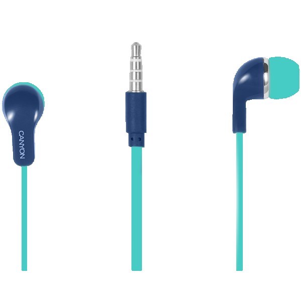 CANYON Stereo Earphones with inline microphone, Green+Blue, cable length 1.2m, 20*15*10mm, 0.013kg ( CNS-CEPM02GBL )