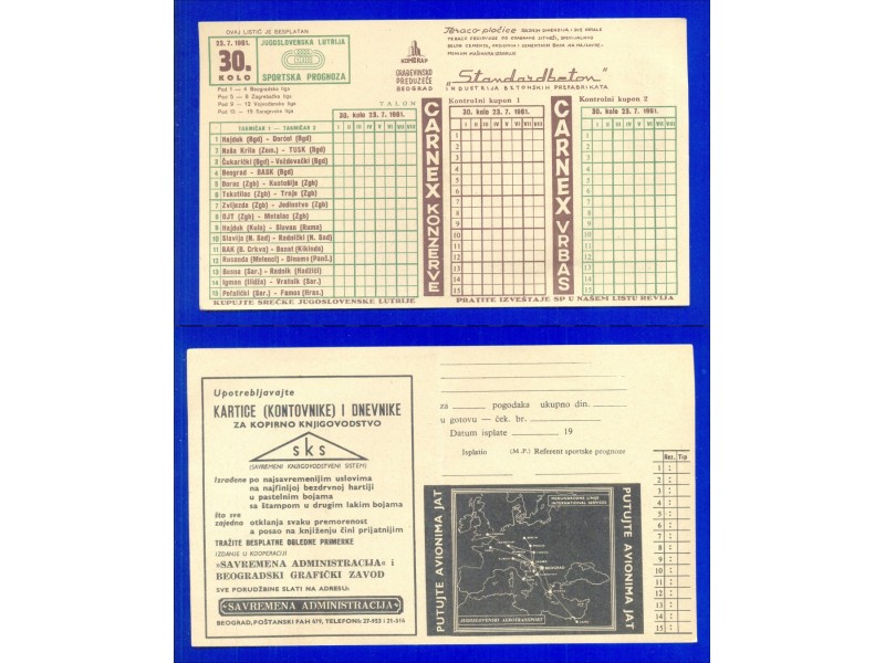 30.Kolo,Sport,Prognoza,Fudbal,Jugoslavija,Lutrija 1961.