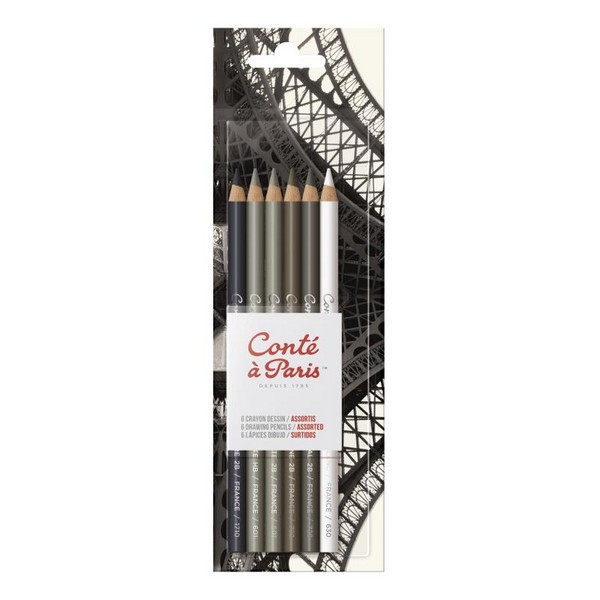 Conte a Paris BLISTER X6 DRAWING PENCILS ASSORTED CONTE A PARIS