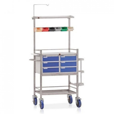 Stainless Steel Surgical Crash Cart, Polished, Size: 940mm*490mm*1535mm