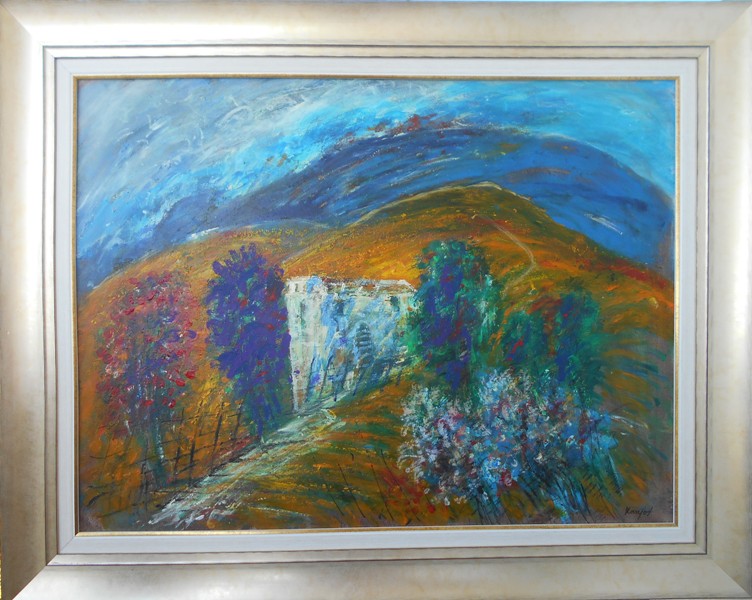 Suncana strana 2, ulje na platnu, sa 83×103 cm, bez 60×80 cm, Novakovic Milivoje Kanjos, sertifikat, 500 eur