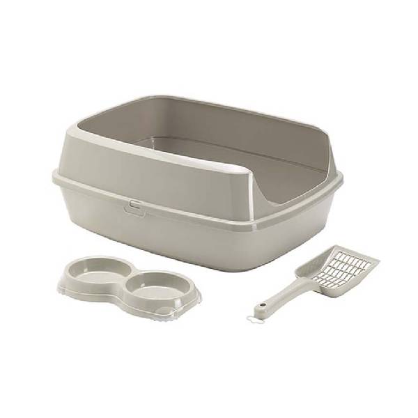 Moderna Starterkit with Bowl & Scoop Warm Grey, otvoreni WC za mačke - 1kom