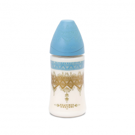 Suavinex flašica Couture 270ml srednji protok Svetlo Plava