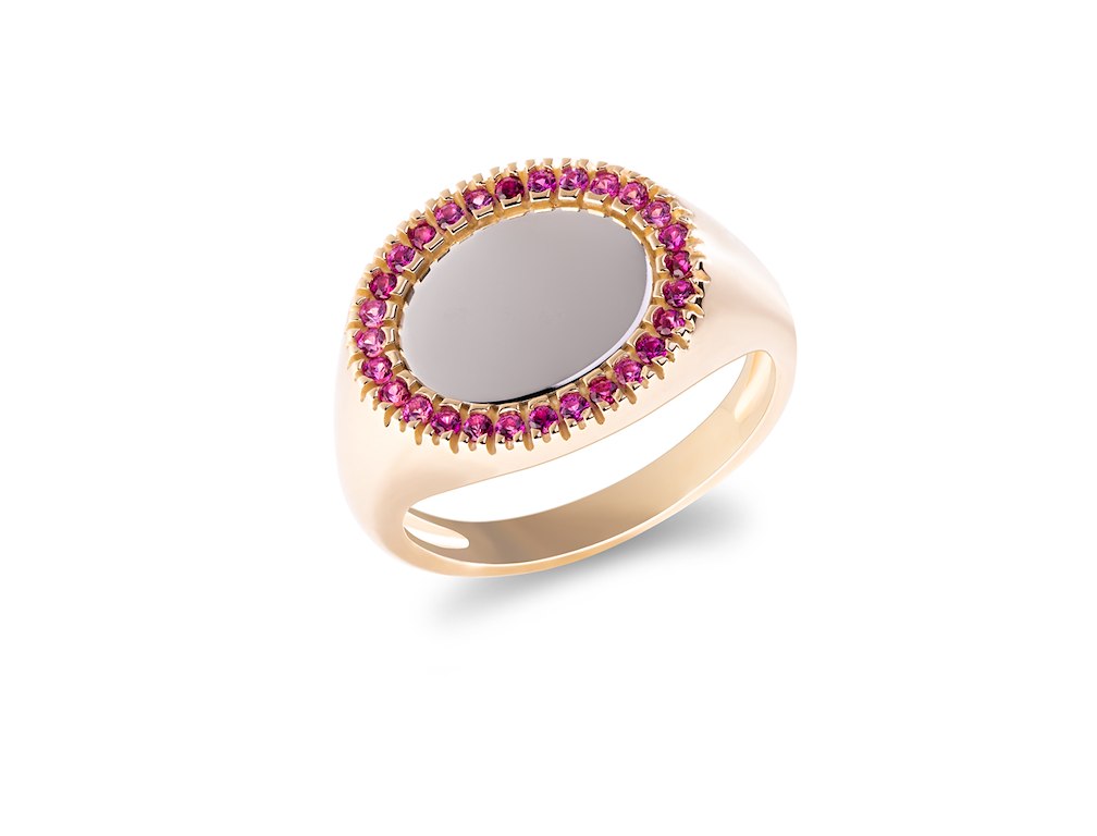 Pečatni prsten sa šarenim cirkonima