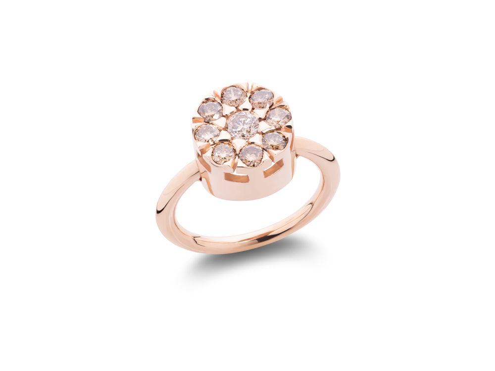 Ekstravagantan zlatni prsten sa braon dijamantima