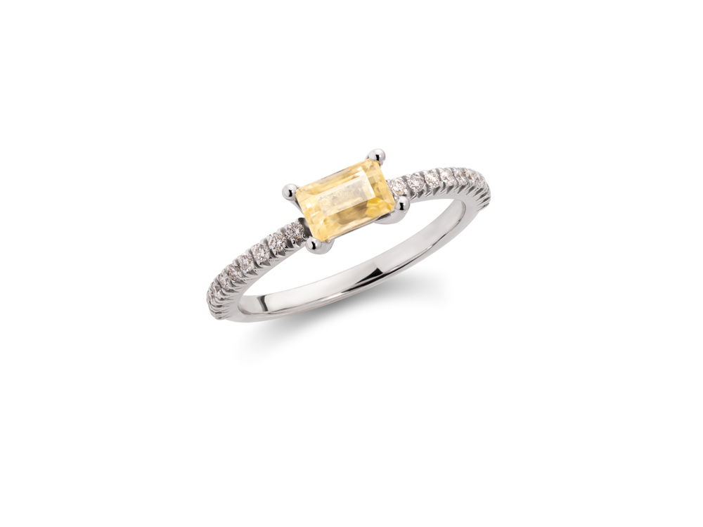 Prsten sa žutim safirom i dijamantima