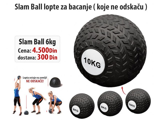 Slam Ball Lopta za bacanje (koja ne odskače) - 10kg