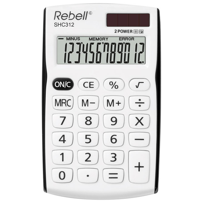 Kalkulator džepni 12mesta Rebell RE-SHC312BK BX belo crni