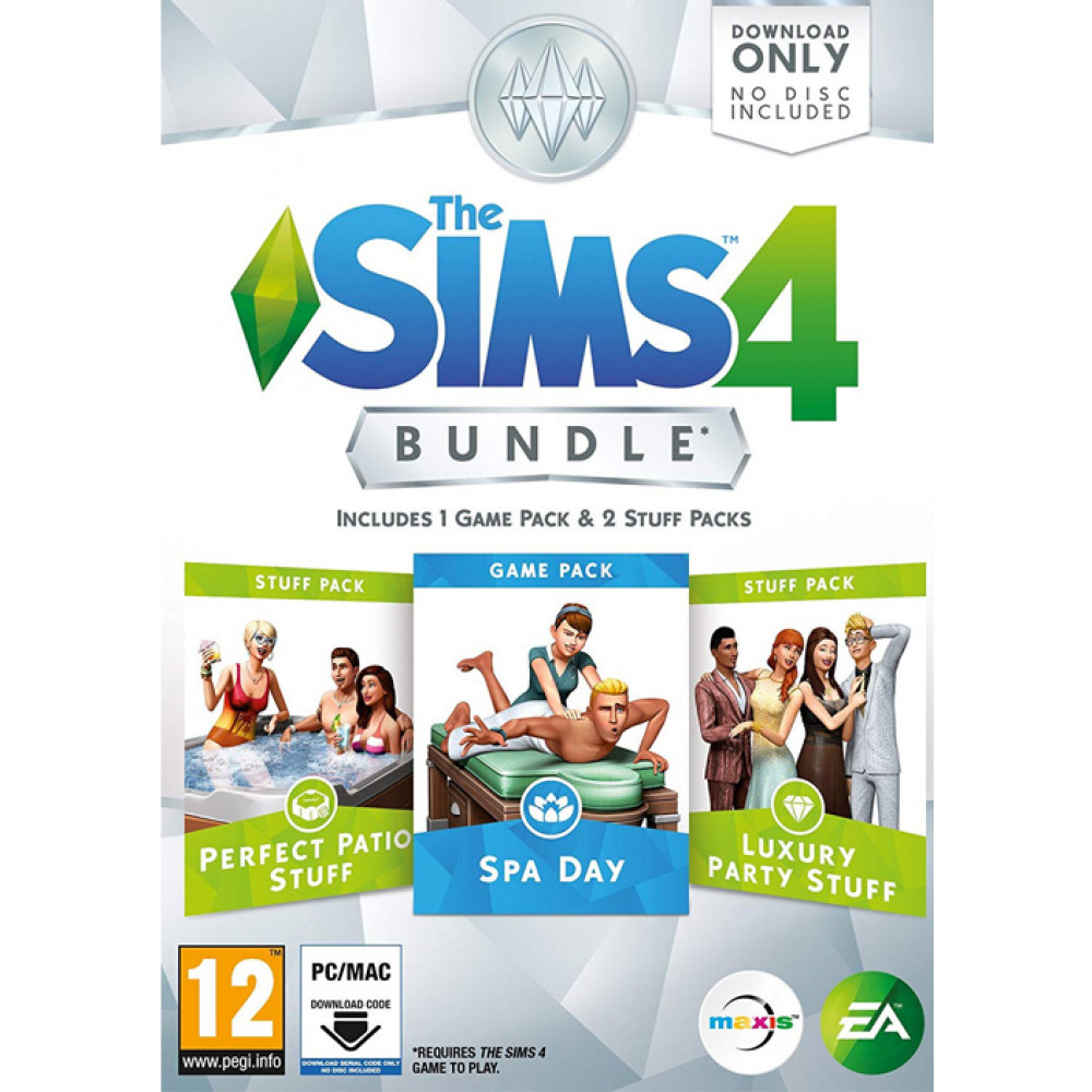 PC The Sims 4 Bundle Pack 1 Perfect Patio Stuff + Spa Day + Luxury Party Stuff (Code in a Box)