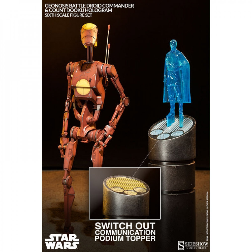Star Wars Action Figure 1/6 Geonosis Battle Droid Commander & Count Dooku Hologram 30 cm