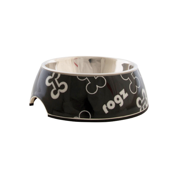 Rogz Bowlz Trendy Black Bones, crna činija za pse sa koskama - Medium