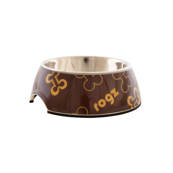 Rogz Bowlz Trendy Brown Bones, braon činija za pse sa koskama - Small