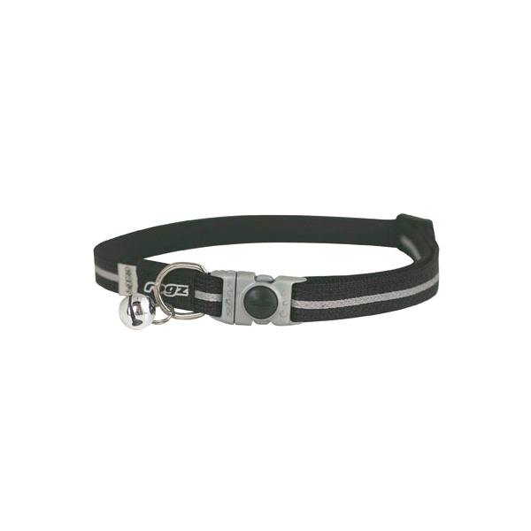 Rogz Safelock Buckle Collar Black, crna ogrlica za mačke - 11mm / 20-31cm