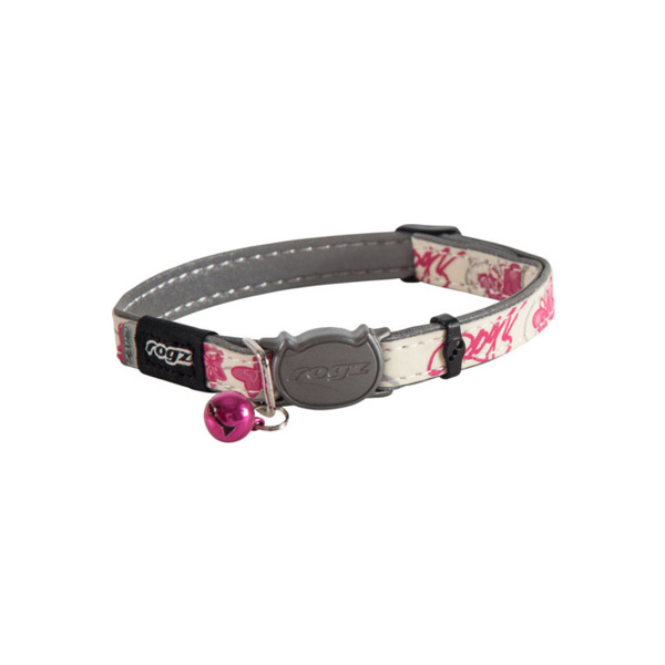Rogz GlowCat Pink Butterflies, pink ogrlica za mačke - 11mm / 20-31cm
