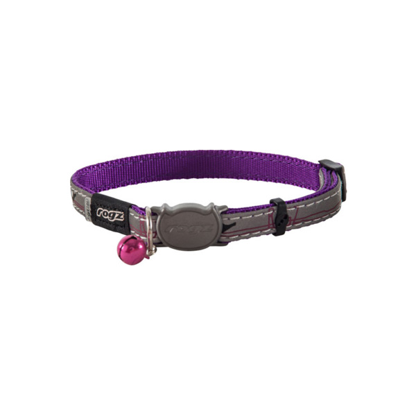 Rogz NightCat Purple Budgies, ljubičasta ogrlica za mačke - 11mm / 20-31cm