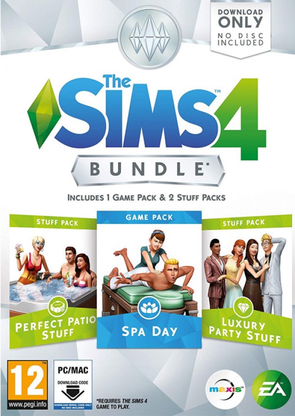 PC The Sims 4 Bundle Pack 1 Perfect Patio Stuff + Spa Day + Luxury Party Stuff (Code in a Box) ( 1032017,E01770 )