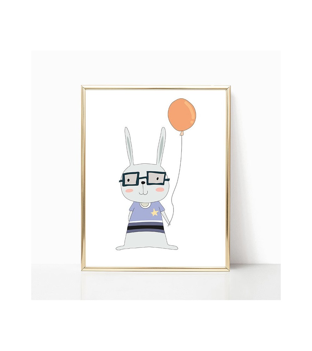 ZEKA SA BALONOM - POSTER ZA DEČIJU SOBU IZ SERIJE "NERD RABBIT" (ART. P-0562)