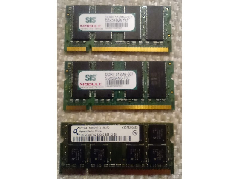 Laptop memorija 2Gb (2x512MB +1x1GB) DDRII SODIMM