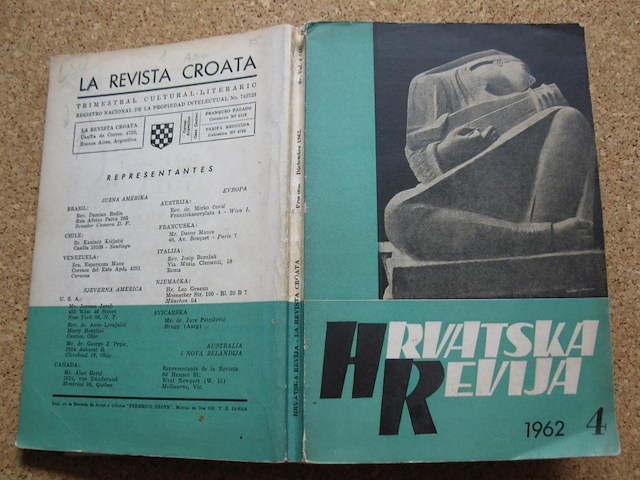 HRVATSKA REVIJA   4/1962  , Tema: Ivan Meštrović