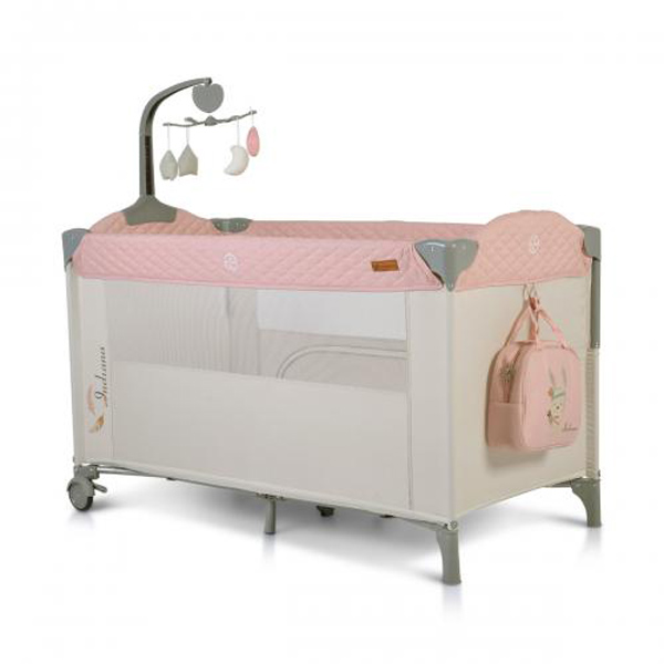 Cangaroo Dečiji prenosivi krevetac sa kliznom stranicom II Nivoa Indiana Pink CAN8345