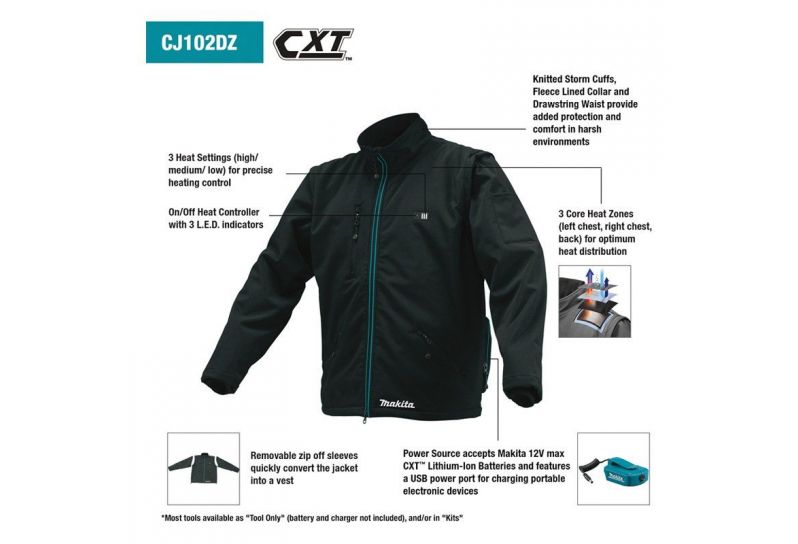 Makita CJ102DZXL Akumulatorska jakna sa grejačimabez baterije i punjača