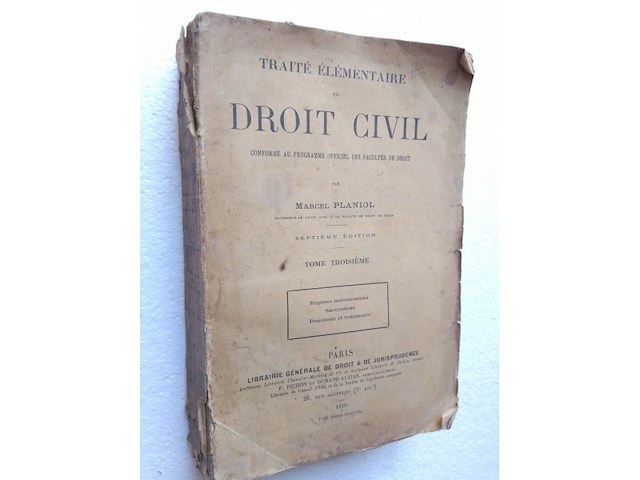 TRAITE ELEMENTAIRE DE DROIT CIVIL