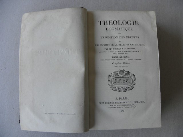 Theologie Dogmatique, 1850.god