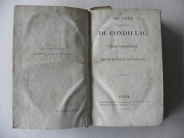 Oeuvres De CONDILLAC, 1821.god