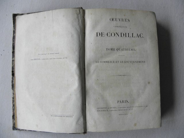 Oeuvres de CONDILLAC, 1821.god