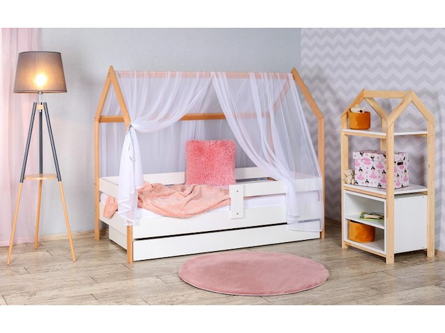Dečiji krevet Domek kućica sa fiokom 160x80 - bela