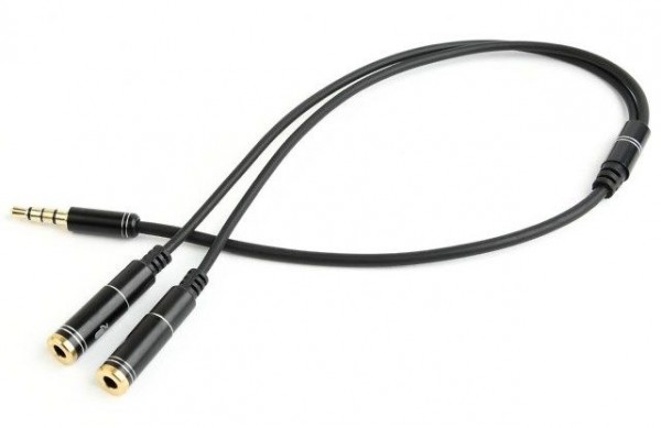 GEMBIRD CCA-417M 2x 3.5 mm(slusalice i mikrofon) Metalni adapter na 1x 3.5mm(4 pin) cable, 0.2m crn