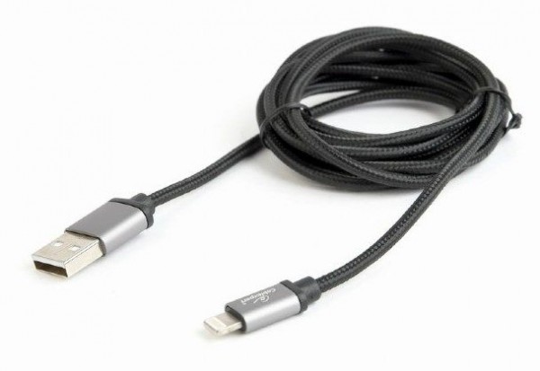 GEMBIRD CCB-mUSB2B-AMLM-6 Cotton braided 8-pin cable with metal connectors, 1.8 m, black, blister