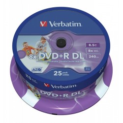 VERBATIM DOUBLE LAYER PRINTABLE 8.5GB DVD+R DL 8X 43667