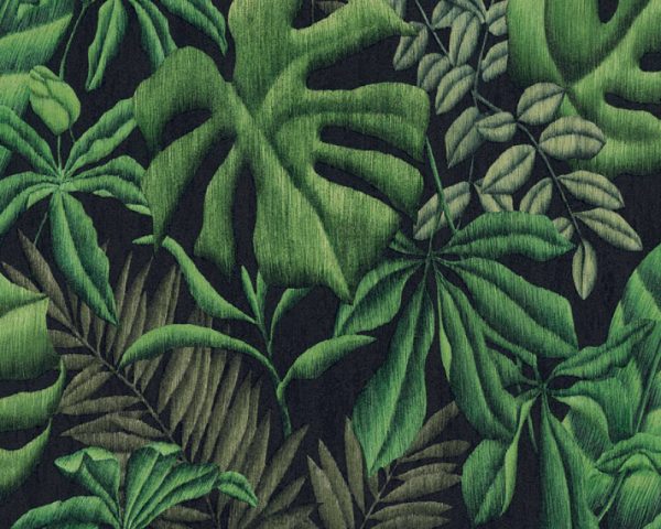 A.S. Création Wallpaper «Jungle, Black, Green» 370331