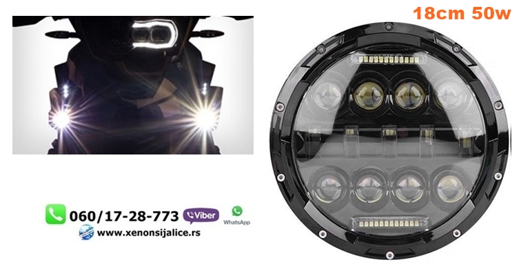 UNIVERZALNI LED FAR ZA MOTORE 18CM 50W LED MOTO FAR