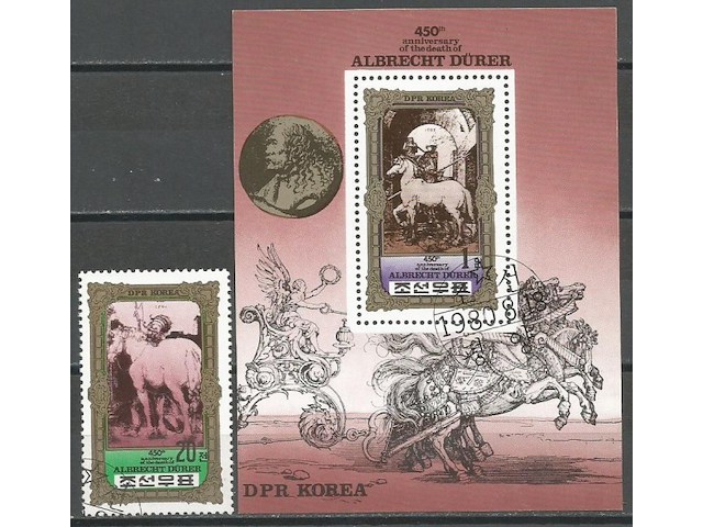 Severna Koreja,450 god smrti-A.Direr 1981.,set+blok,