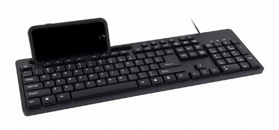 Žična USB tastatura Gembird KB-UM-108, 104 tastera, US raspored, s držačem za telefon