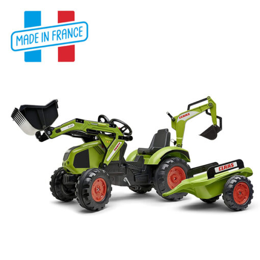 Traktor Claas sa utovarivačem, rovokopačem i prikolicom Falk 2070y