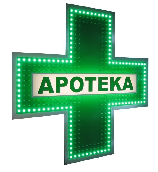 Apotekarski krst 70×70, sa natpisom, 1 red led dioda blinka/dimuje