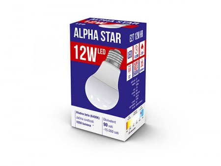 Alpha Star Led Sijalica, E27 -12W, 220V,Hladno Bela, 6400K ( E27 12W HB )