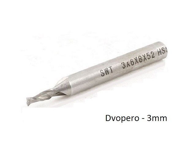 Ravno glodalo - dvopero - 3mm - HSS-AL