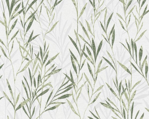 A.S. Création Wallpaper «Floral, Green, White» 367123