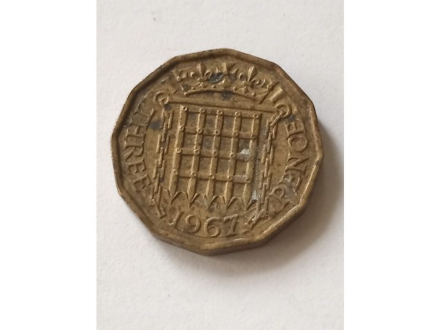 three Pence 1967.g - Engleska -