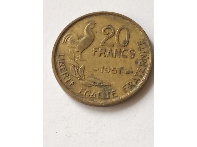 20 Francs 1951.godine - Francuska - Petao -