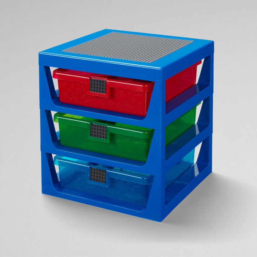 LEGO polica sa 3 fioke i podlogom za gradnju – plava
