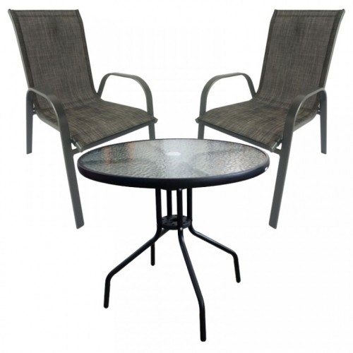 Baštenski set sto Porto fi 80cm i Dve sive stolice